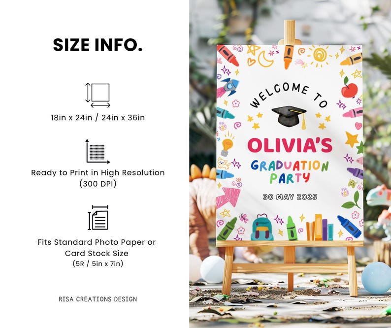 Preschool Graduation Welcome Sign: Crayon Theme Party Decor (editable ...