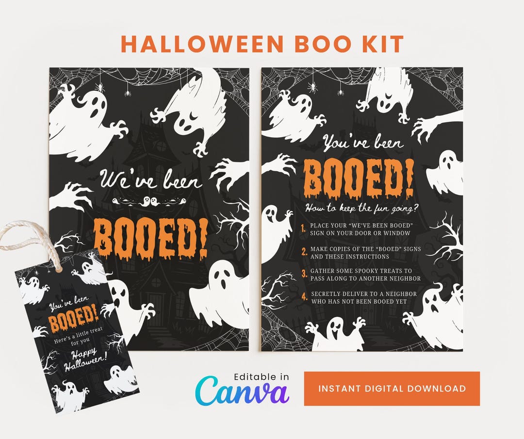 Halloween Boo Kit Template, Editable Canva You’ve Been Booed Sign ...