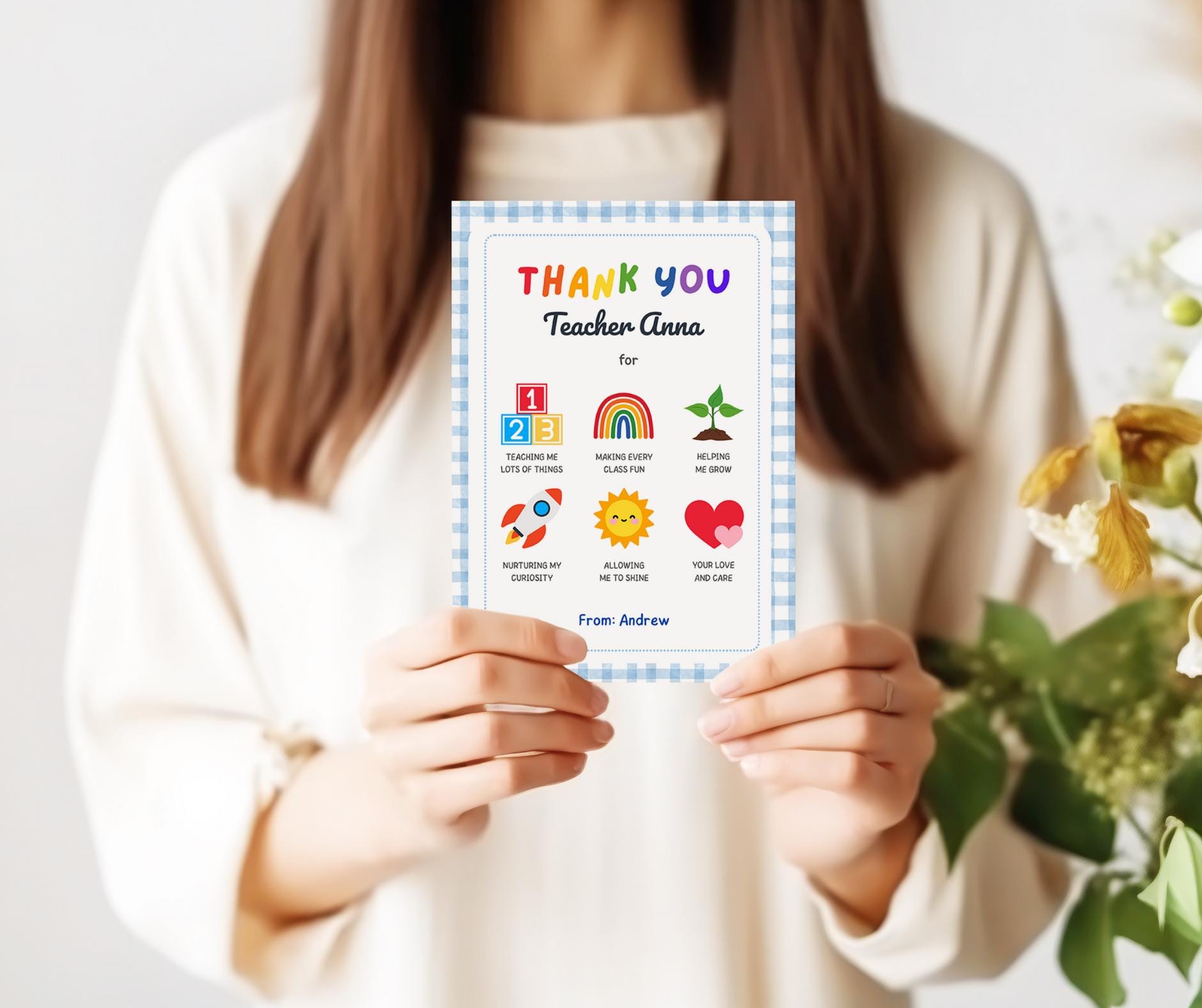 Editable Teacher Thank You Card, Printable Appreciation Gift, Canva ...
