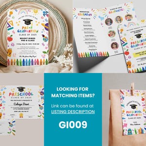 Kindergarten Graduation Invitation, Pre-k Grad Announcement Card ...