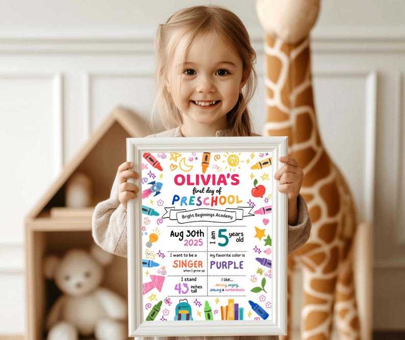 Editable First Day of School Sign, Back to School Sign Printable, First ...