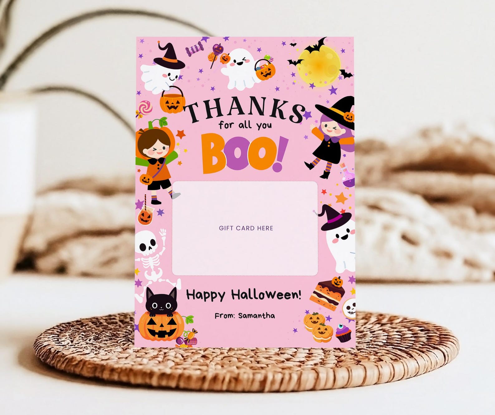 Halloween Gift Card Holder, Thanks for All You Boo Favor for Class Gift ...