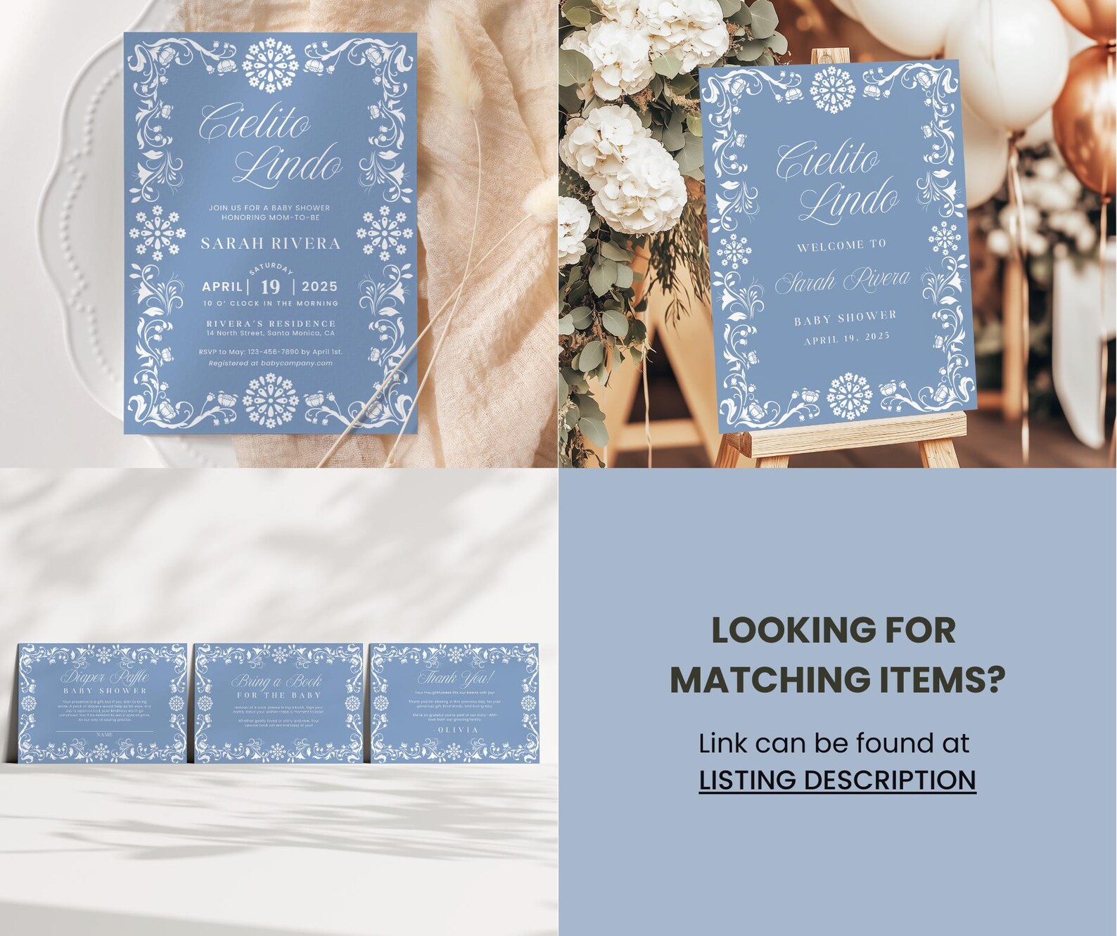 Editable Cielito Lindo Baby Shower Sign, Talavera Baby Shower Sign ...