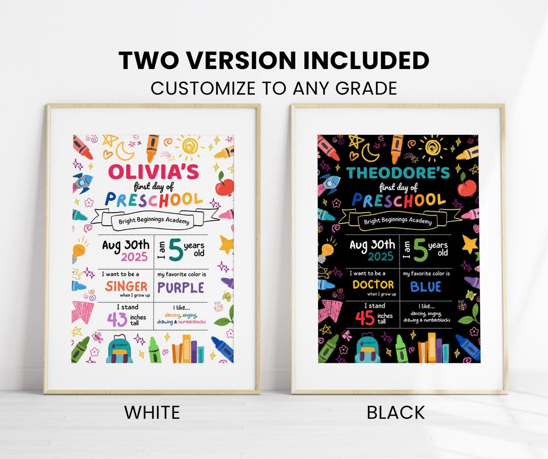Editable First Day of School Sign, Reusable Photo Prop, Canva Template ...