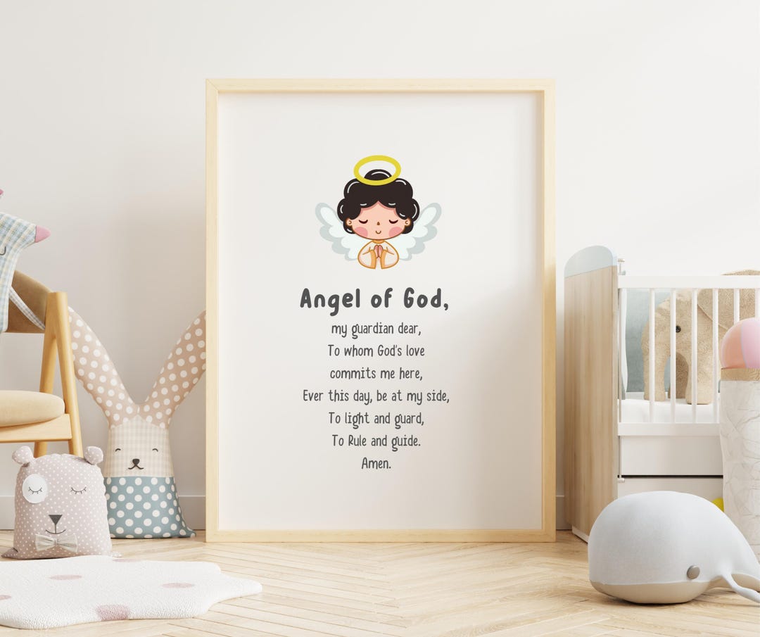 Guardian Angel Prayer Poster Nursery Wall Art for Playroom Decor ...
