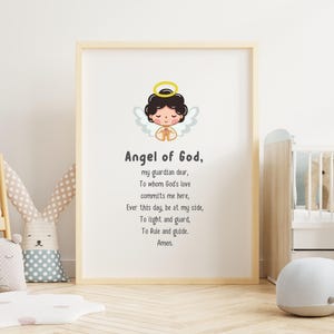 Guardian Angel Prayer Poster Nursery Wall Art for Playroom Decor ...