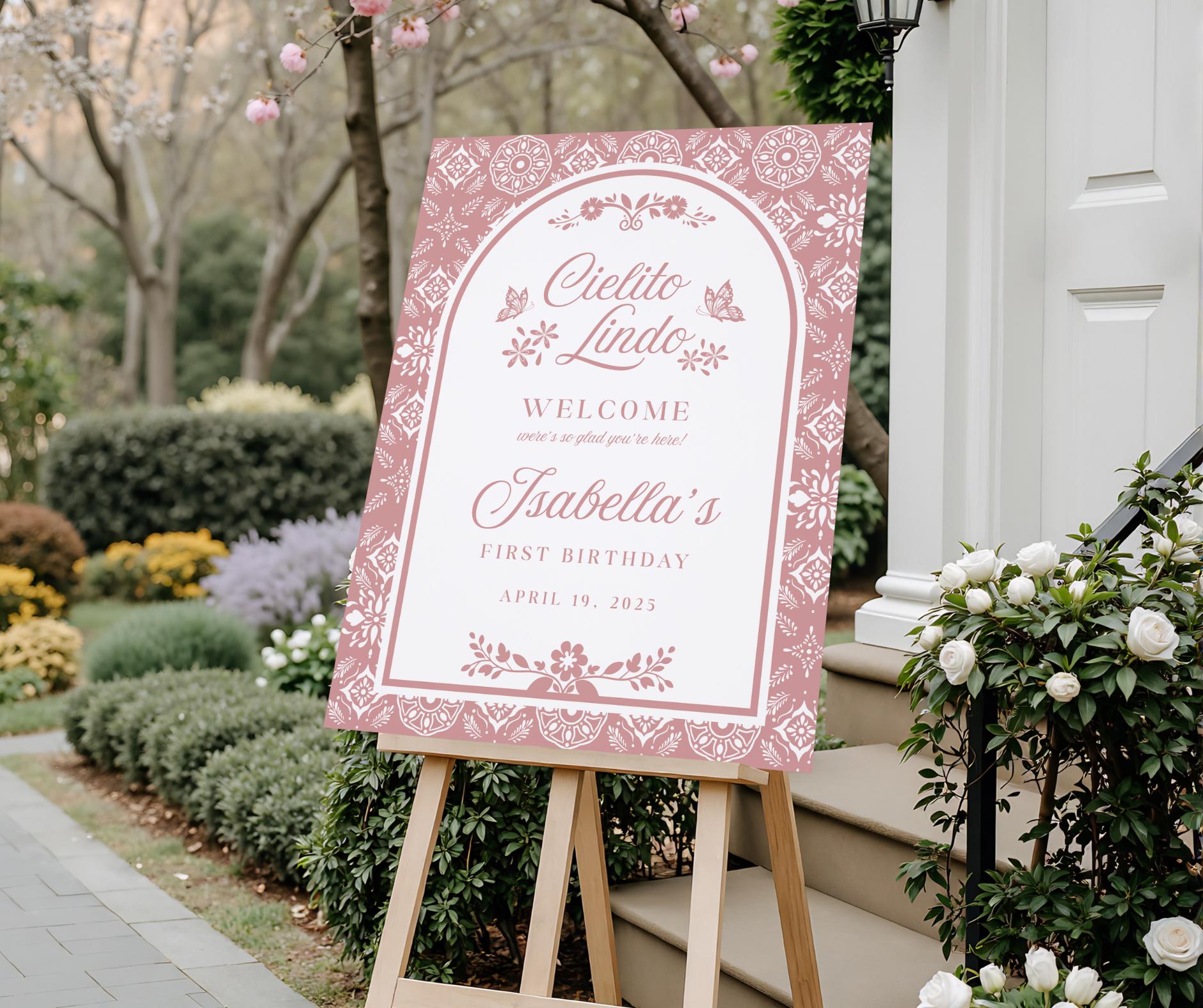 Editable Cielito Lindo Welcome Sign, Mexican Papel Picado Arch, Canva ...