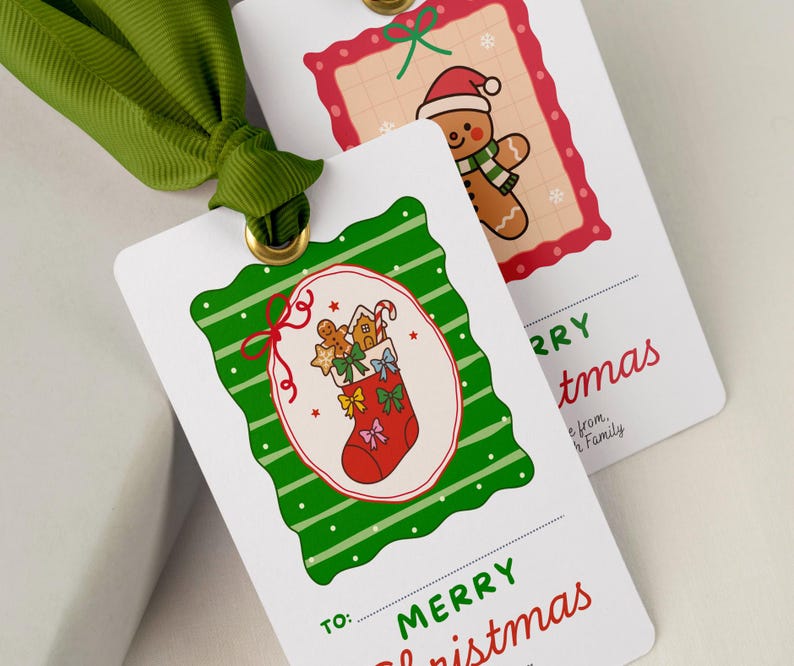 Editable Christmas Gift Tags, Coquette Christmas Gift Tag Set ...