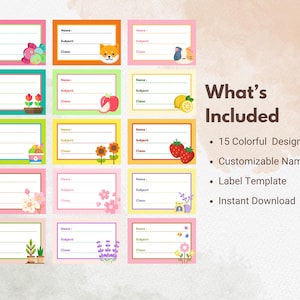 Personalized Colorful Label Stickers Customizable Name Labels for ...