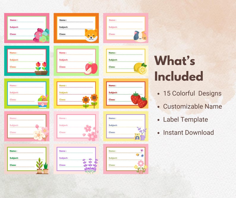 Personalized Colorful Label Stickers Customizable Name Labels for ...