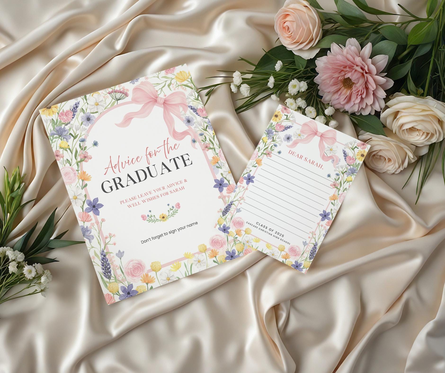 Floral Graduation Advice Sign and Cards Canva Template – Editable ...