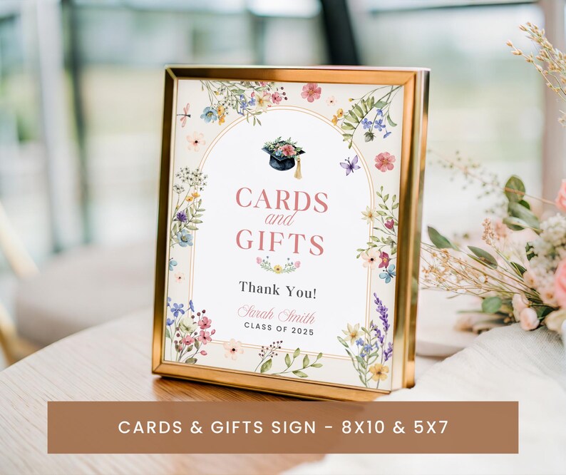 Wildflower Graduation Bundle Template, Editable Canva Party Set, Photo ...