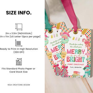 Editable Merry & Bright Christmas Gift Tags, Teacher Thank You Tag ...