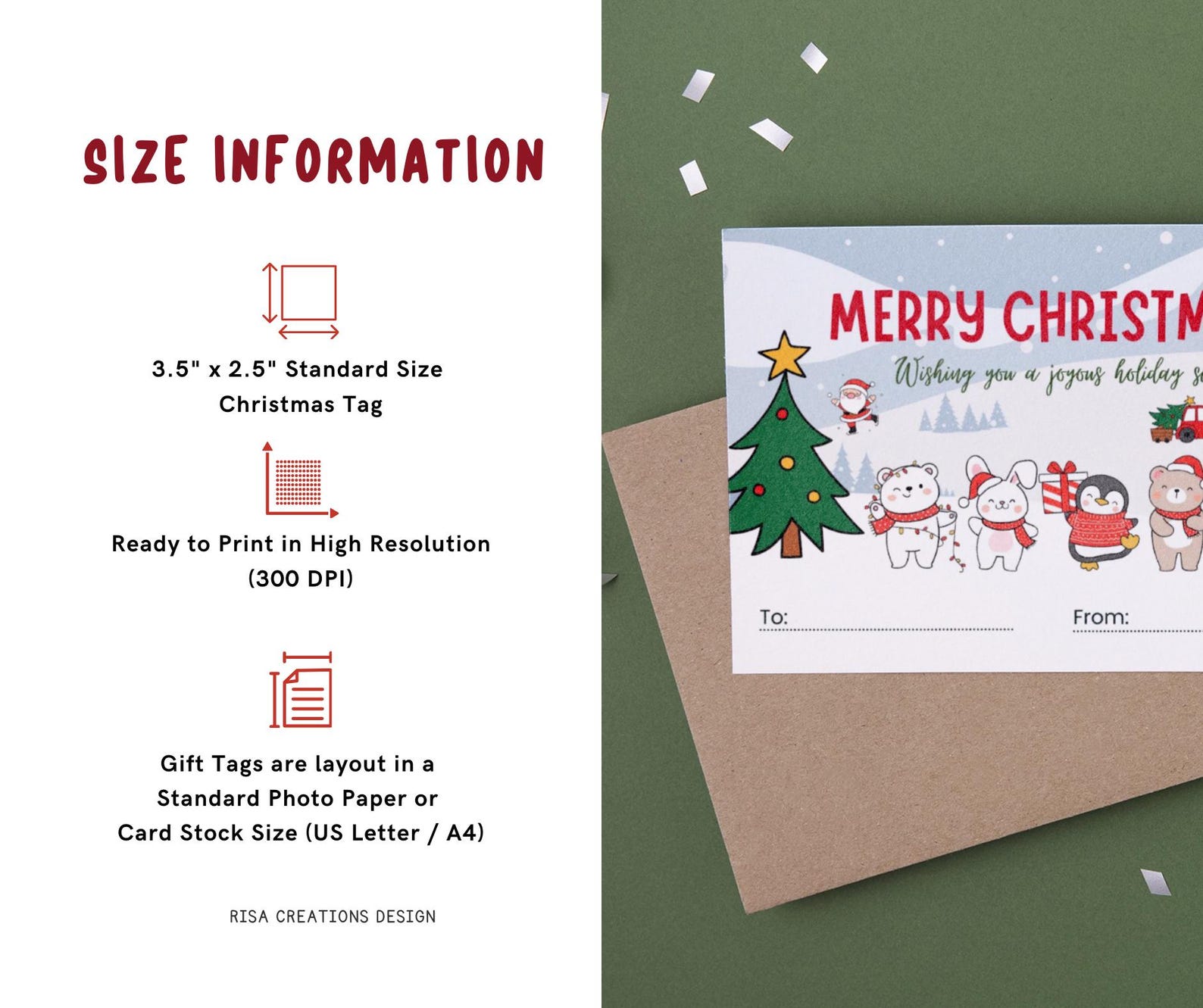 Editable Merry Christmas Gift Tag, Printable Merry Christmas Tag, Cute ...