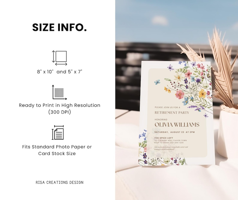 Wildflower Retirement Party Invitation, Garden Celebration, Editable ...