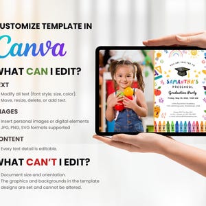 Preschool Graduation Invitation, Pre-k Grad Announcement Card Editable ...