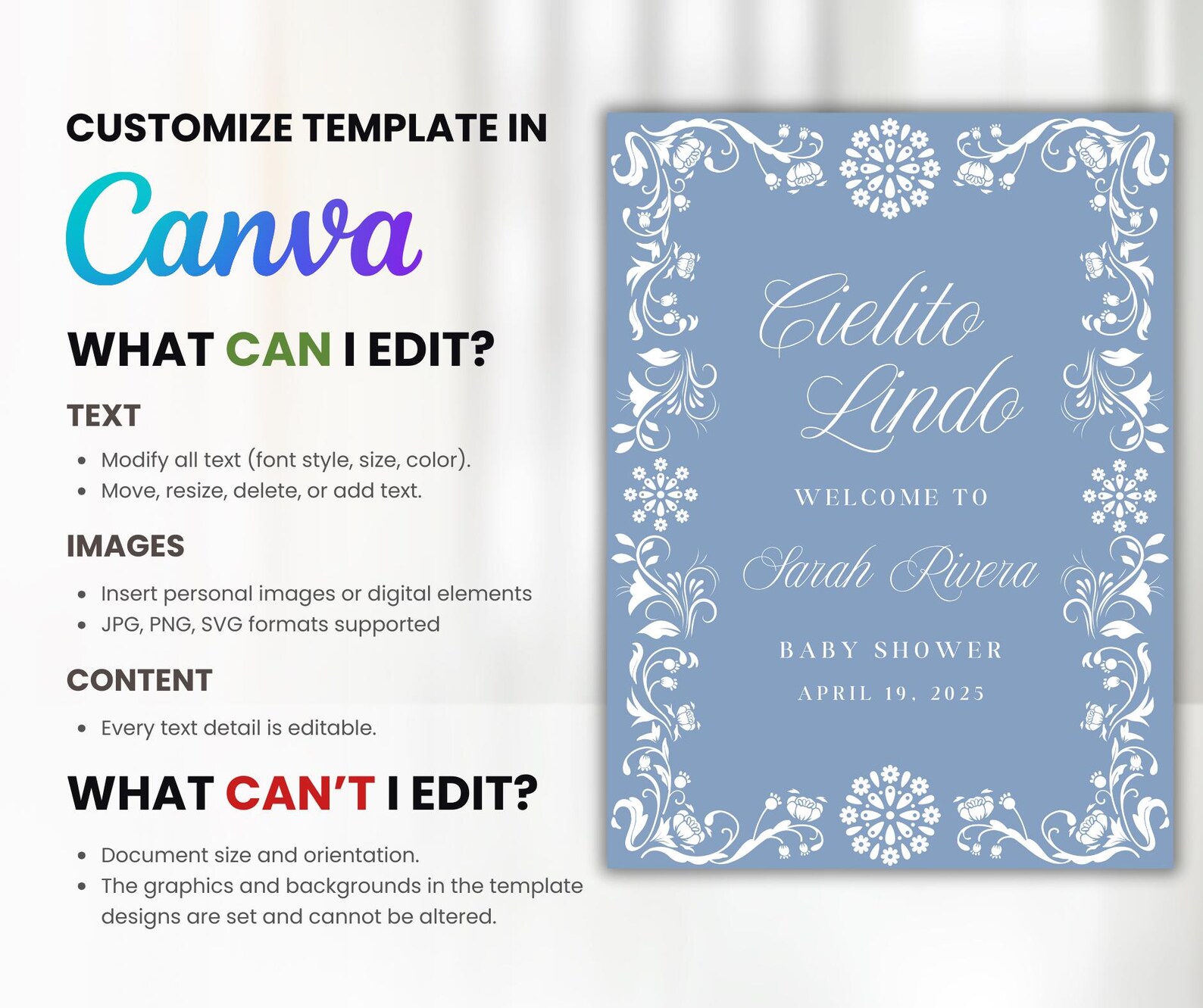 Editable Cielito Lindo Baby Shower Sign, Talavera Baby Shower Welcome ...