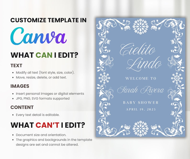 Editable Cielito Lindo Baby Shower Sign, Talavera Baby Shower Sign ...