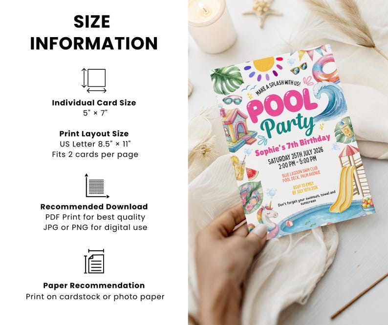 Pool Party Birthday Invitation Template, Make a Splash Kids Swim Party ...