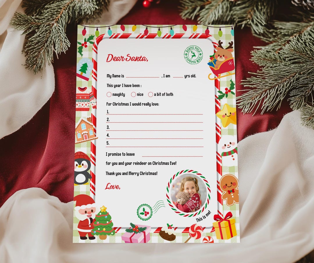 Letters to Santa, Printable Santa Wish List, Editable Christmas Letter ...