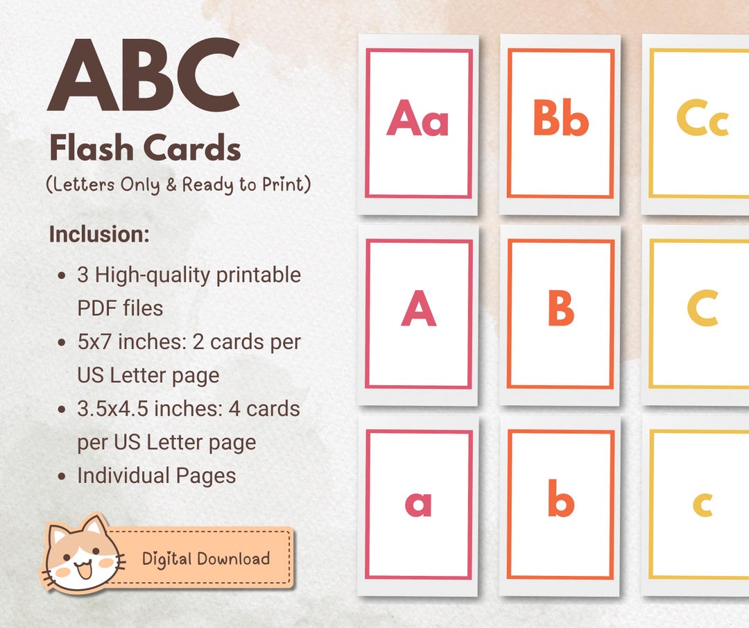 Colorful ABC Flashcards for Kids Educational Learning Cards Printable ...