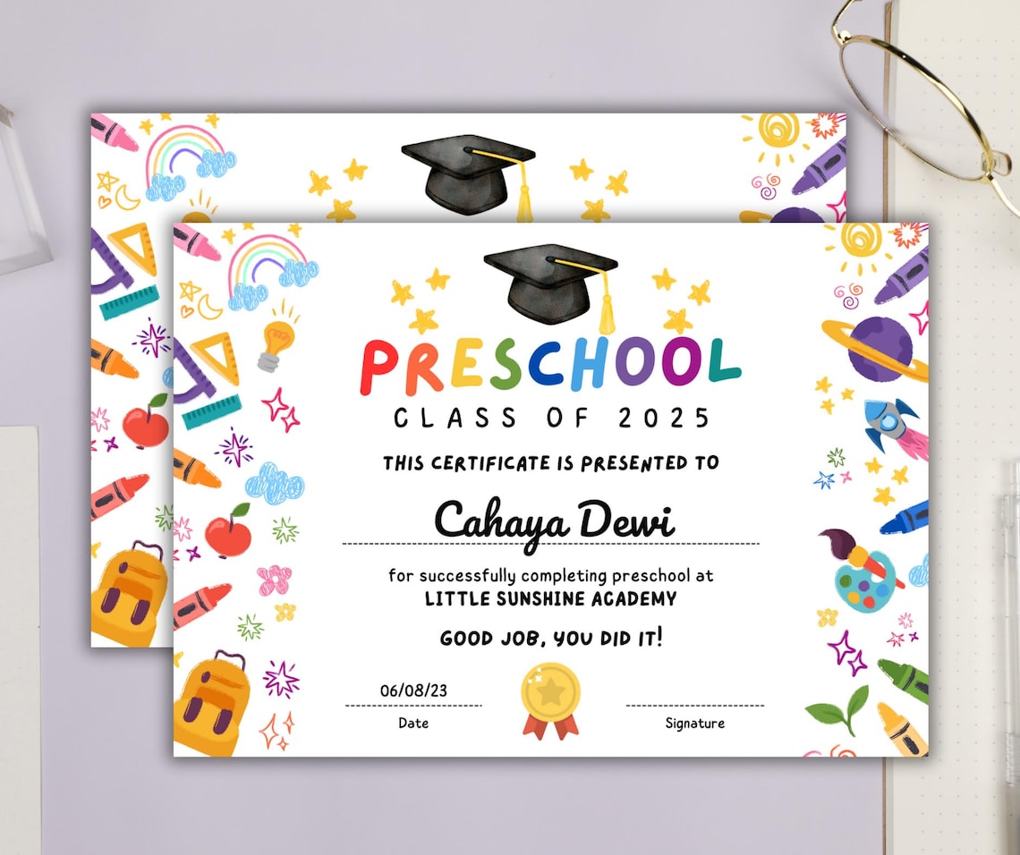 Preschool Graduation Certificate Template, Printable Diploma, Award ...