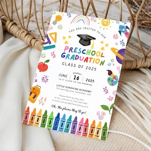 Kindergarten Graduation Invitation, Pre-k Grad Announcement Card ...