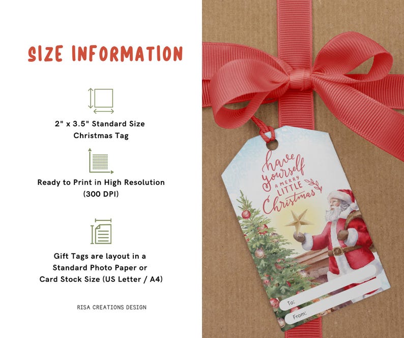Editable Santa Gift Tag, Printable Merry Christmas Gift Tags, Christmas ...