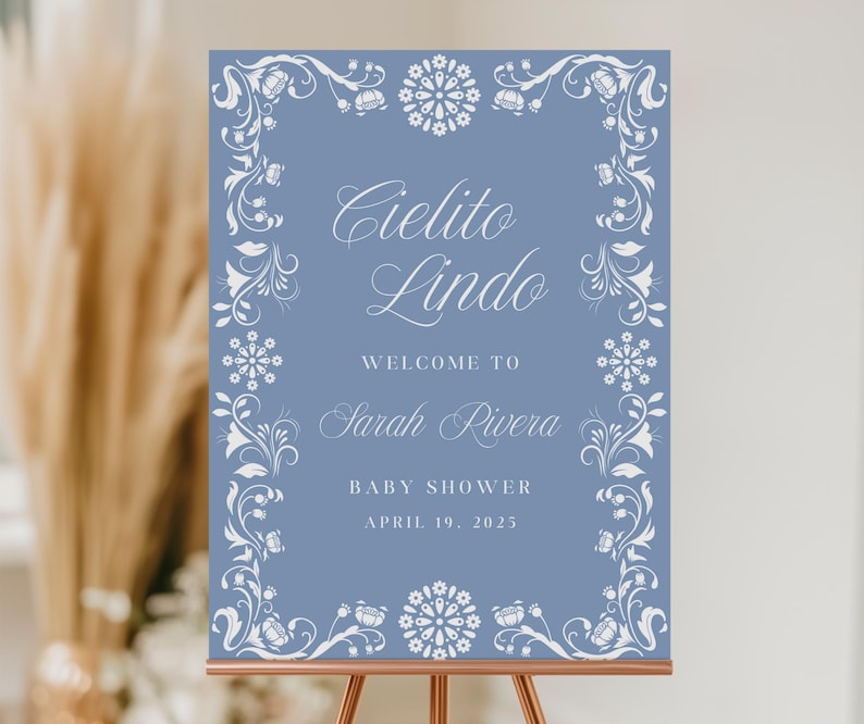 Editable Cielito Lindo Baby Shower Sign, Talavera Baby Shower Welcome ...