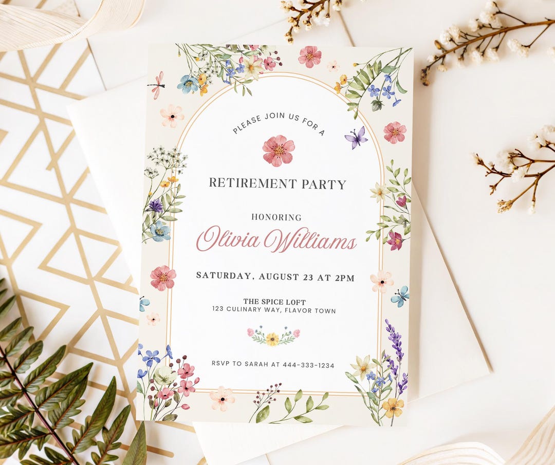 Wildflower Retirement Party Invitation, Farewell Garden Celebration ...