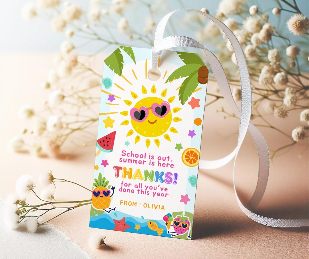 Teacher Favor Tag Template, Editable Canva School is Out Summer is Here ...