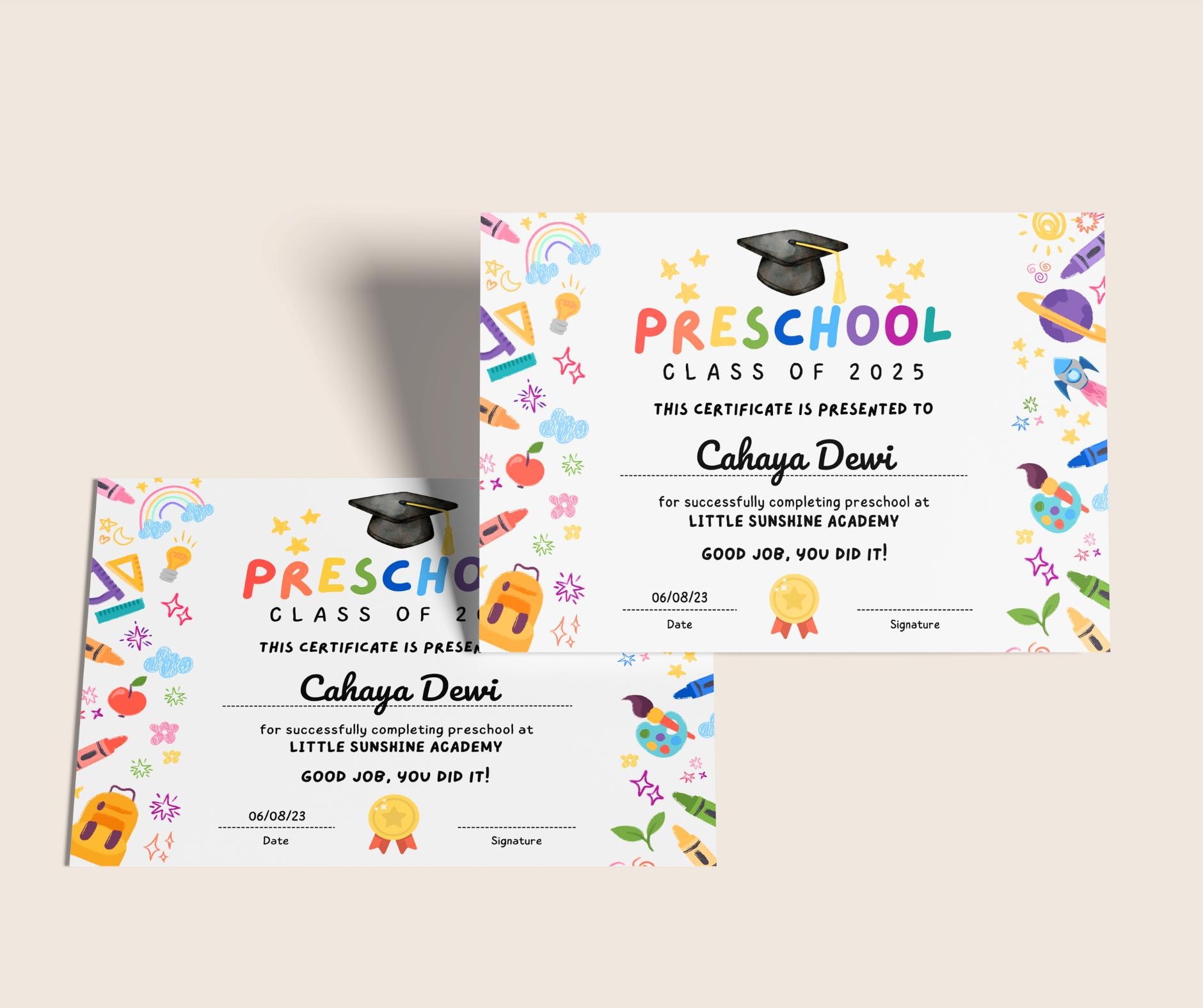 Preschool Graduation Certificate Template, Printable Diploma, Award ...