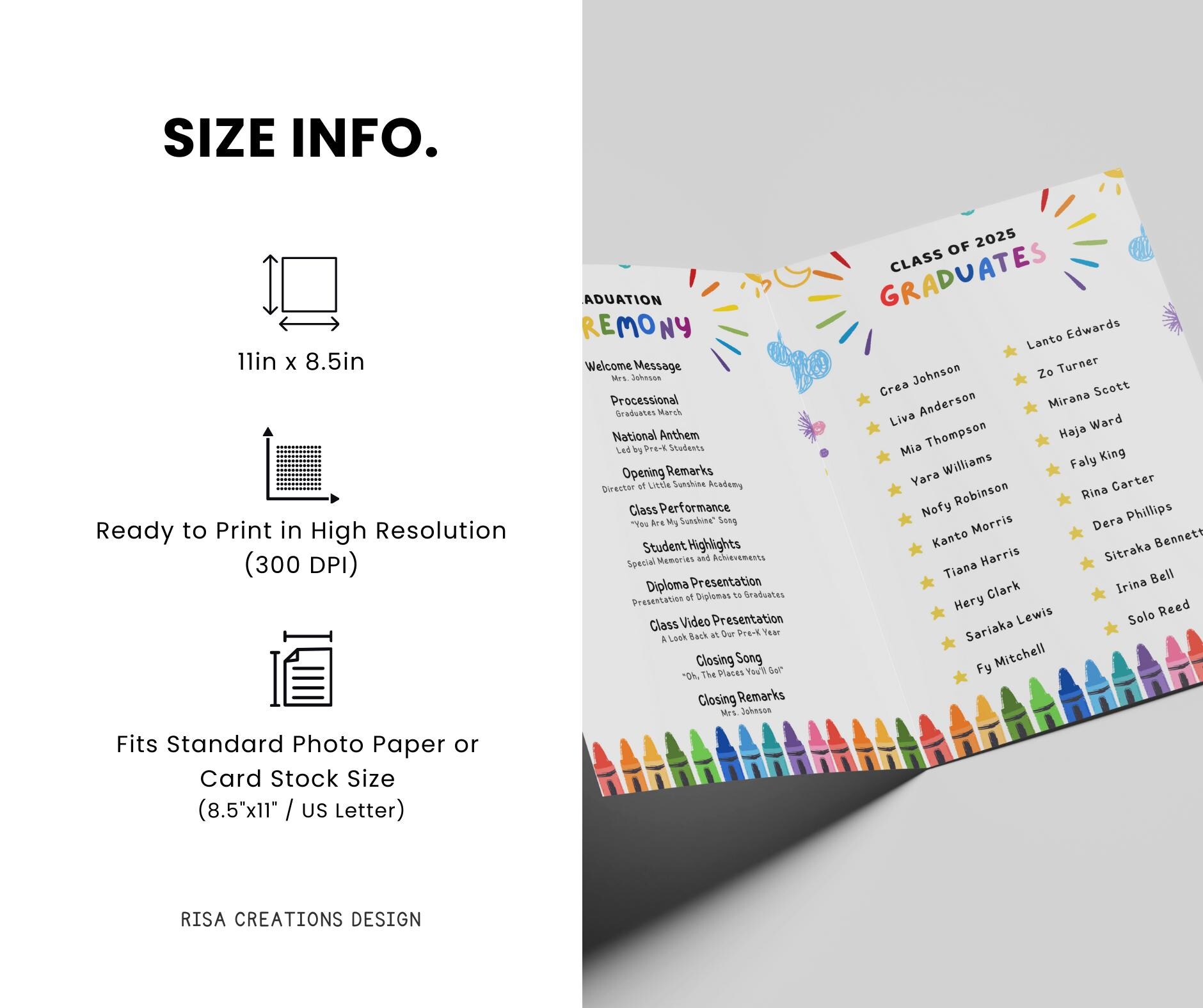 Preschool Graduation Program Template: Class of 2025, Editable Canva ...