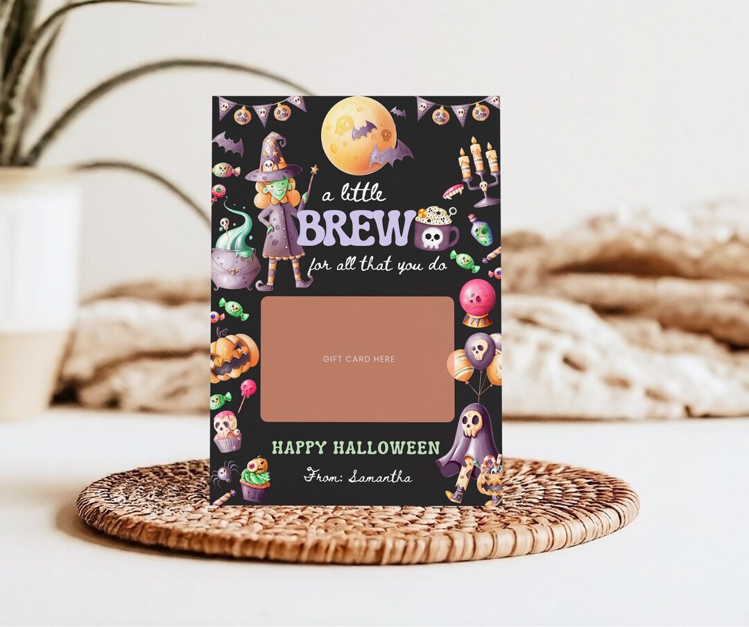A Little Brew Just for You Gift Card Holder, Printable Happy Halloween ...
