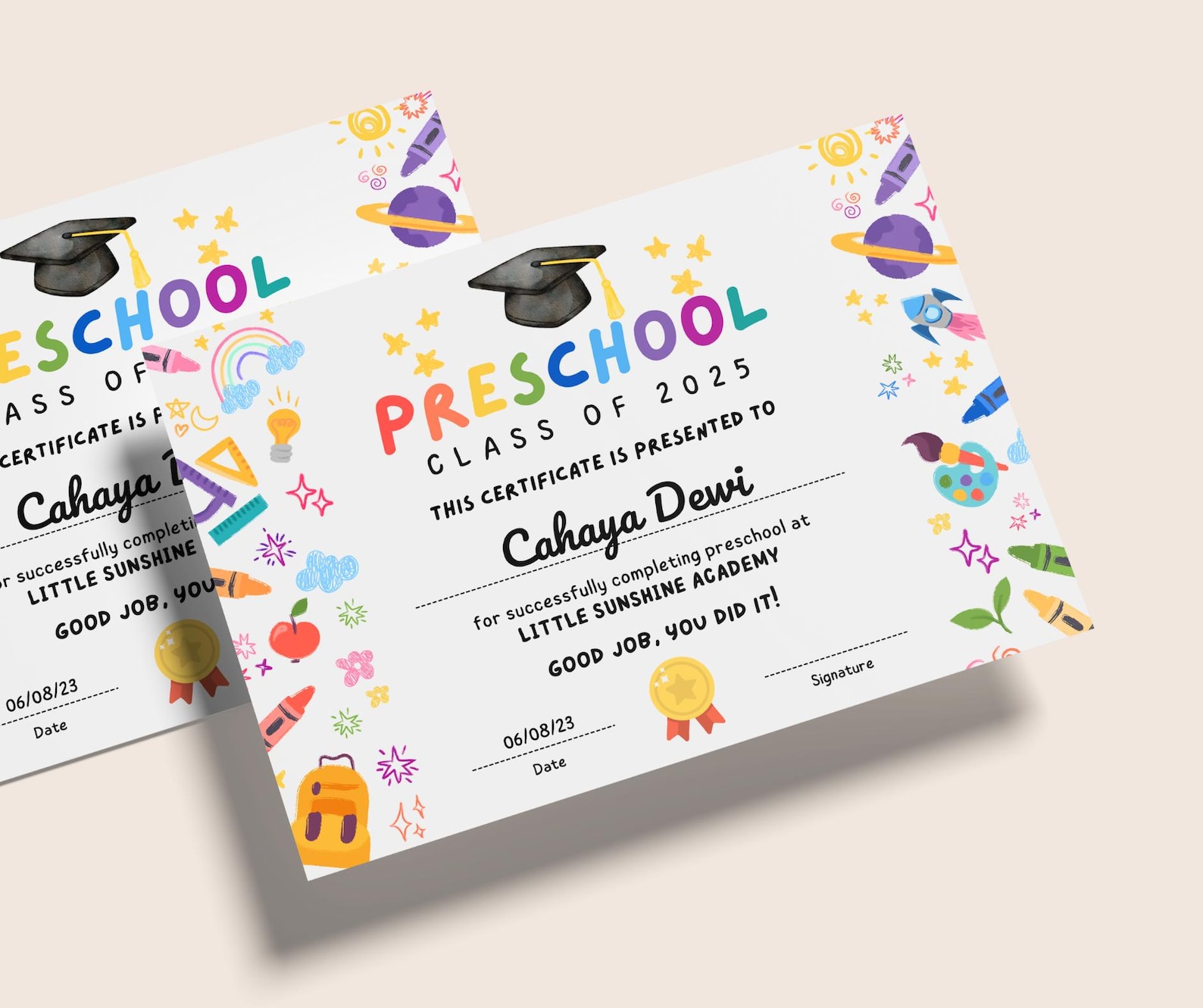 Preschool Graduation Certificate Template, Printable Diploma, Award ...