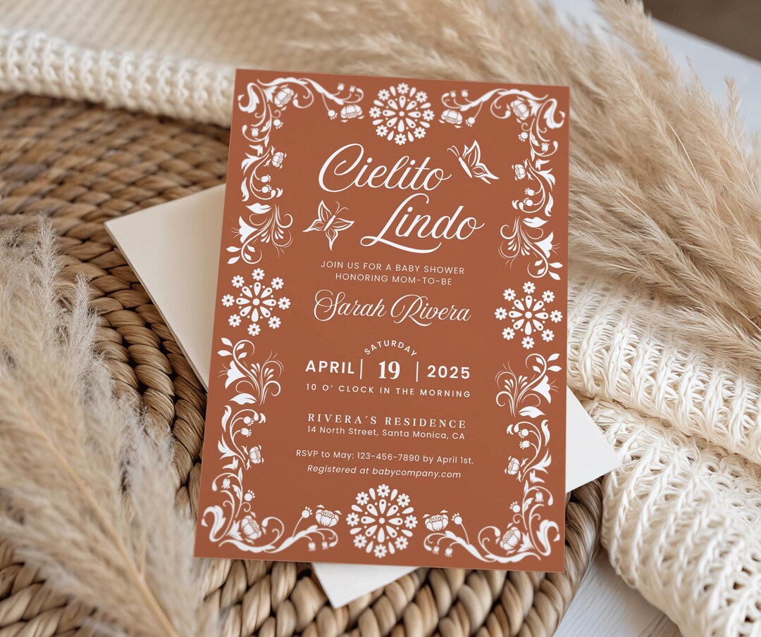 Cielito Lindo Baby Shower Invitation, Editable Neutral Talavera Theme ...