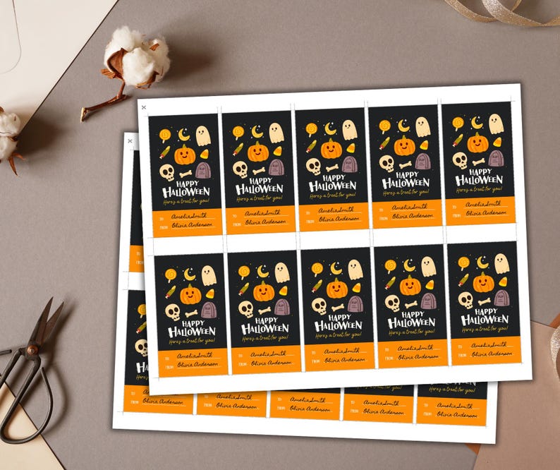 Editable Halloween Gift Tags, Halloween Class Favor Tag Trick or Treat ...