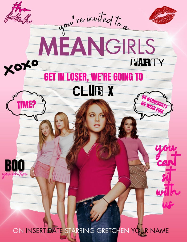 Mean Girls Party Flyer, Pink Burn Book Invitation (digital Download) - Etsy