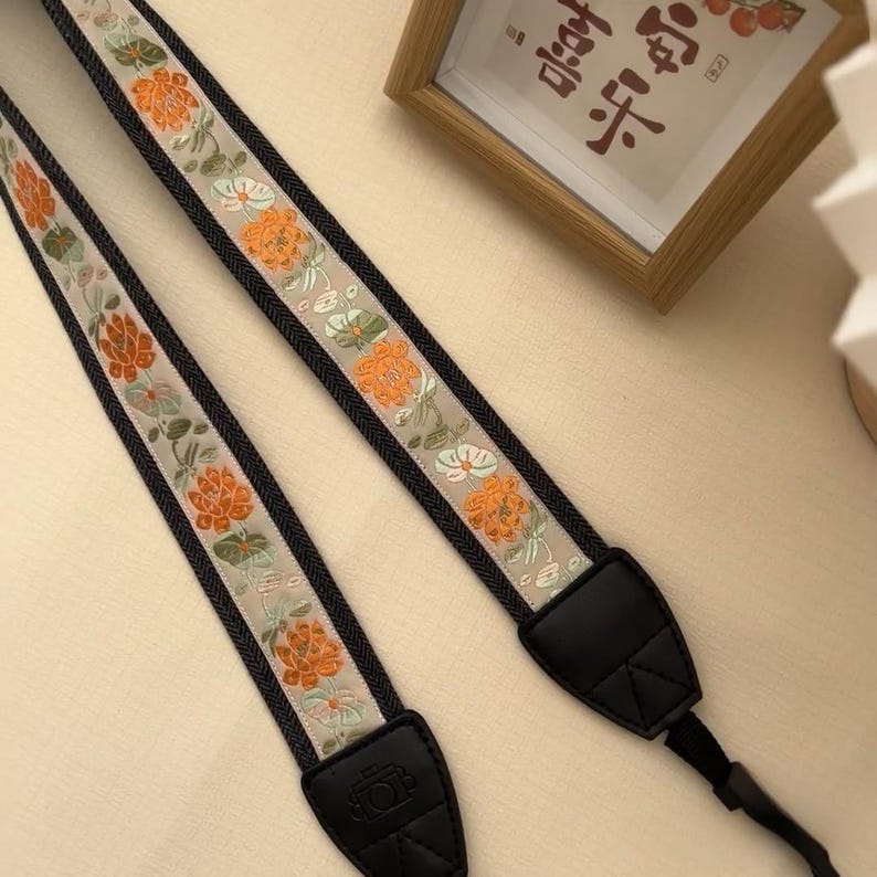 Embroidered Camera Strap, Floral Camera Strap, Camera Shoulder Strap ...