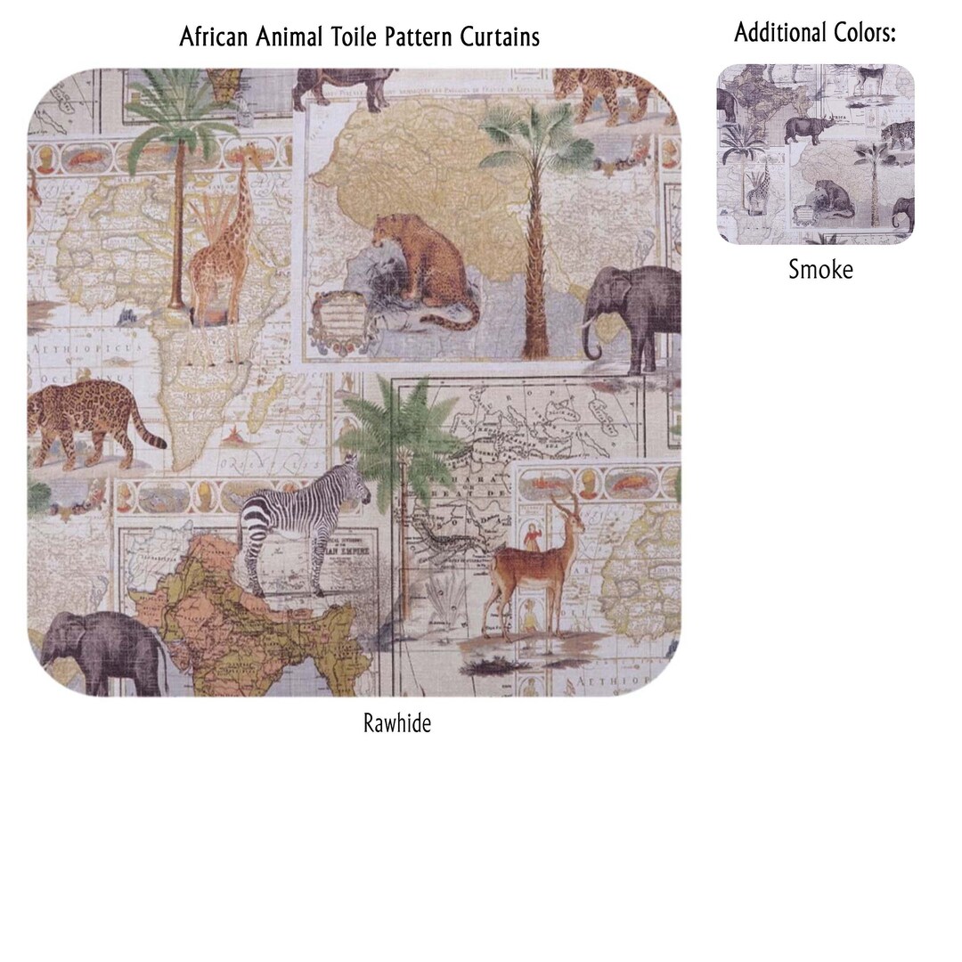 African Animal Toile Pattern Curtains - Etsy