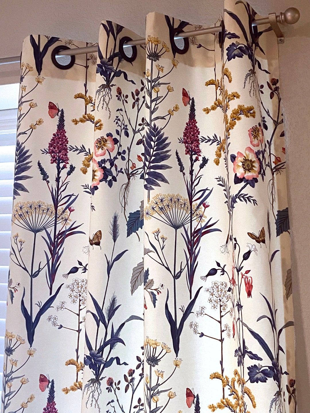 Blue Botanical Fern Leaf Curtains - Etsy