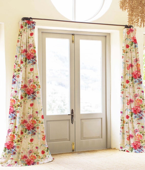 Bright Watercolor Floral Curtains - Etsy