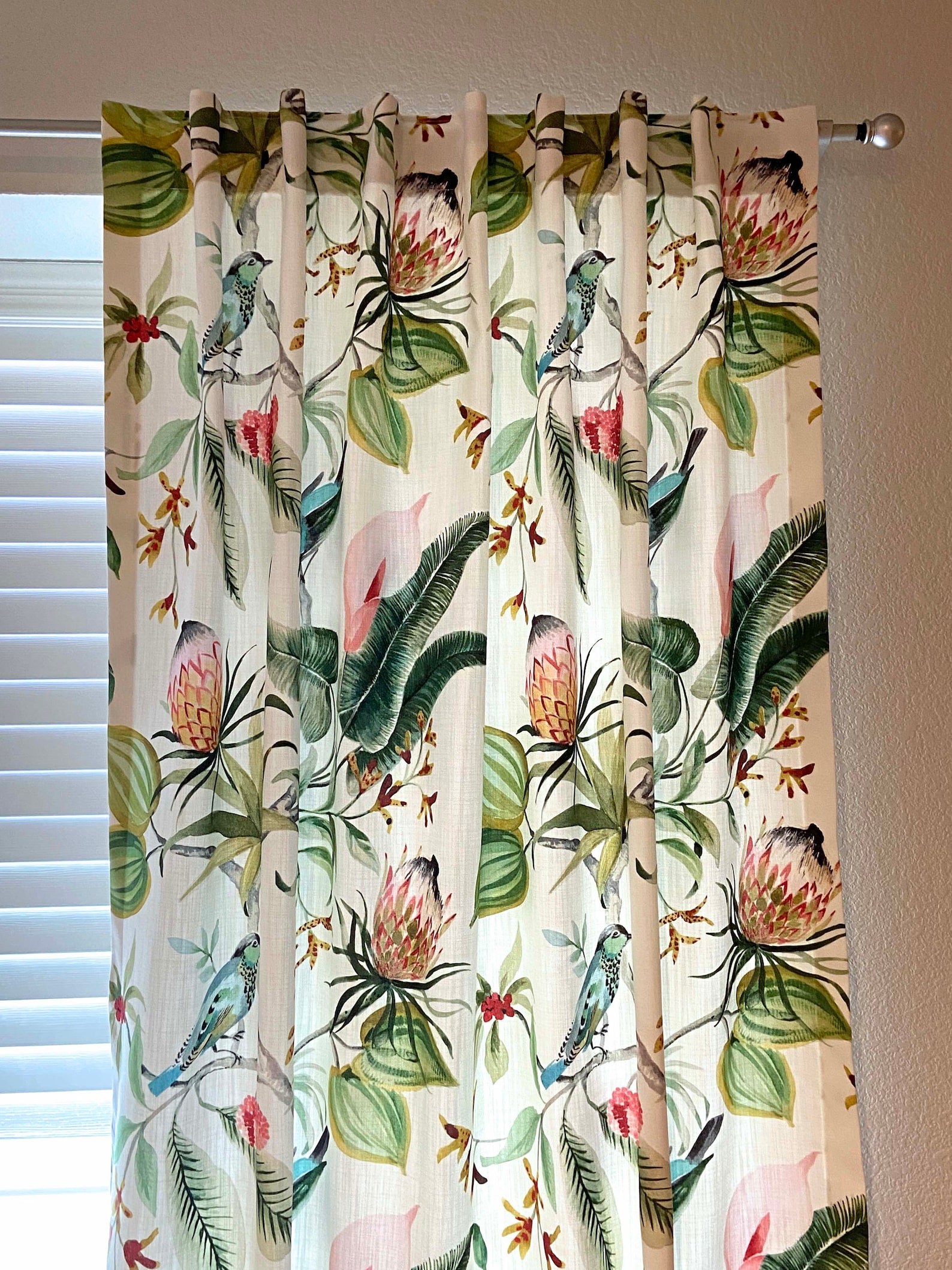 Tropical Bird Curtains Leaf Print - Etsy
