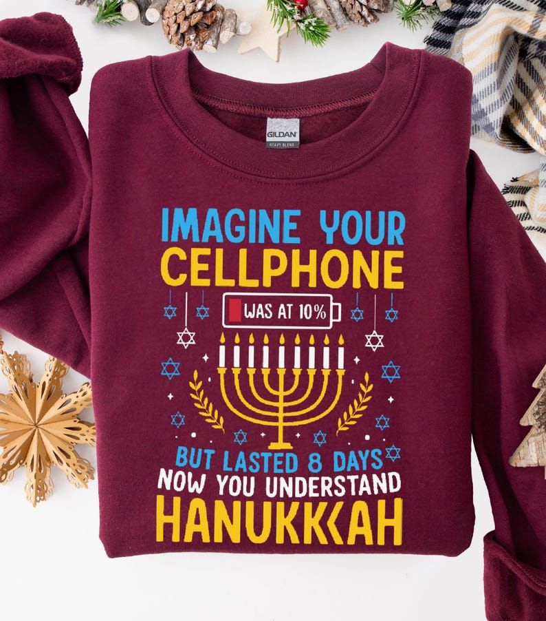 Cozy Hanukkah Sweatshirt, Cute Holiday Menorah Sweatshirt, Festive ...