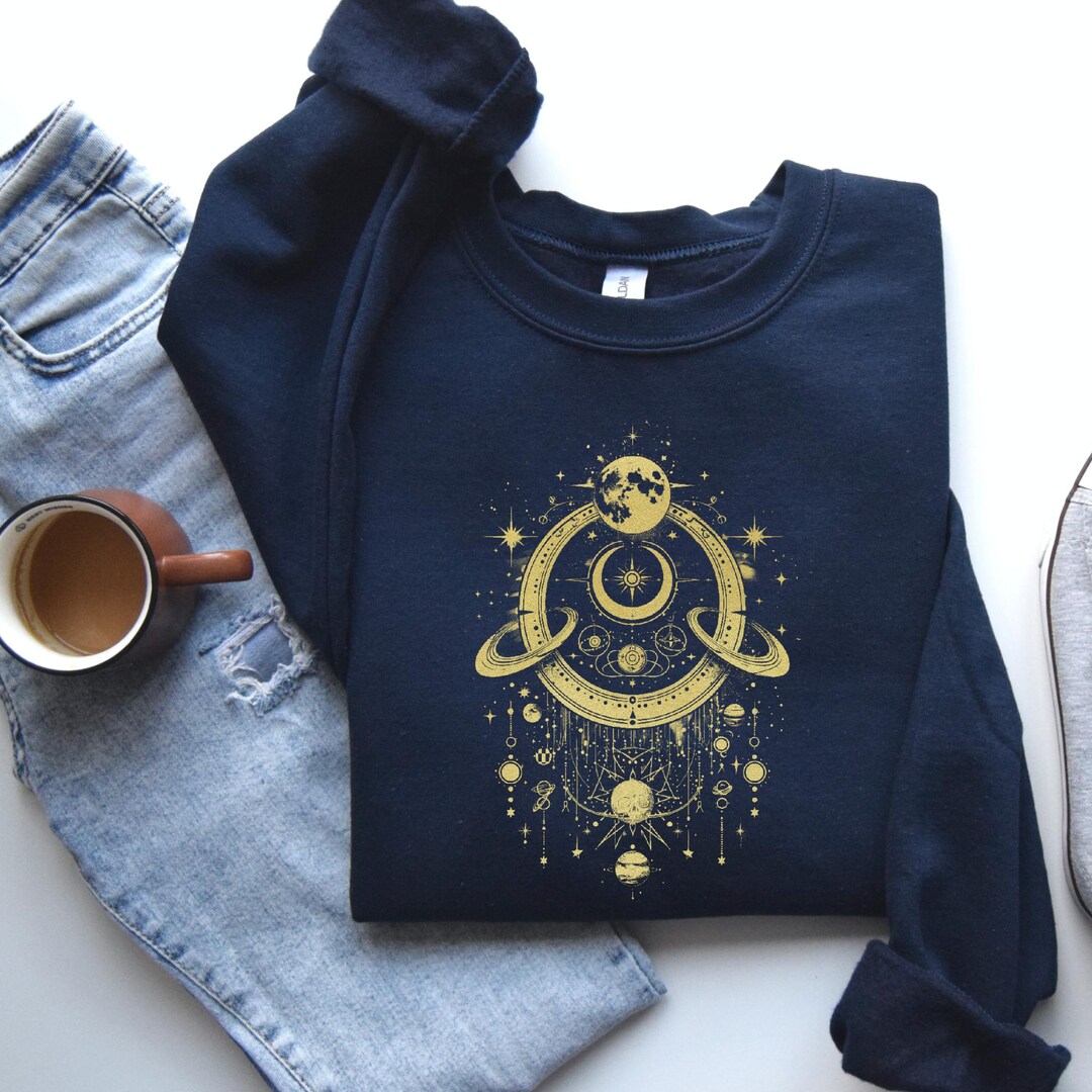 Astrology Full Moon Sweatshirt, Moon Phase Sweater, Boho Mystical Moon ...