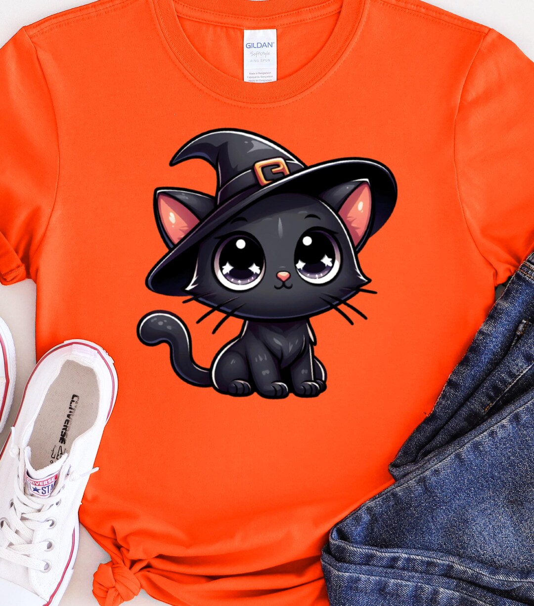Cute Halloween Black Cat T-shirts, Adorable Black Cat Halloween Tees ...