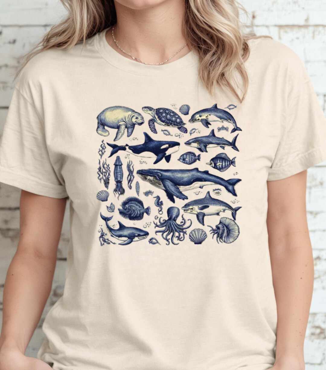Ocean Life T-shirts,retro Sea Creature Shirt,vintage-style Ocean Shirt ...