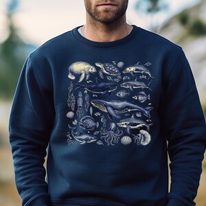 Retro Ocean Sweater, Vintage Sea Life Sweater,classic Marine Creatures ...