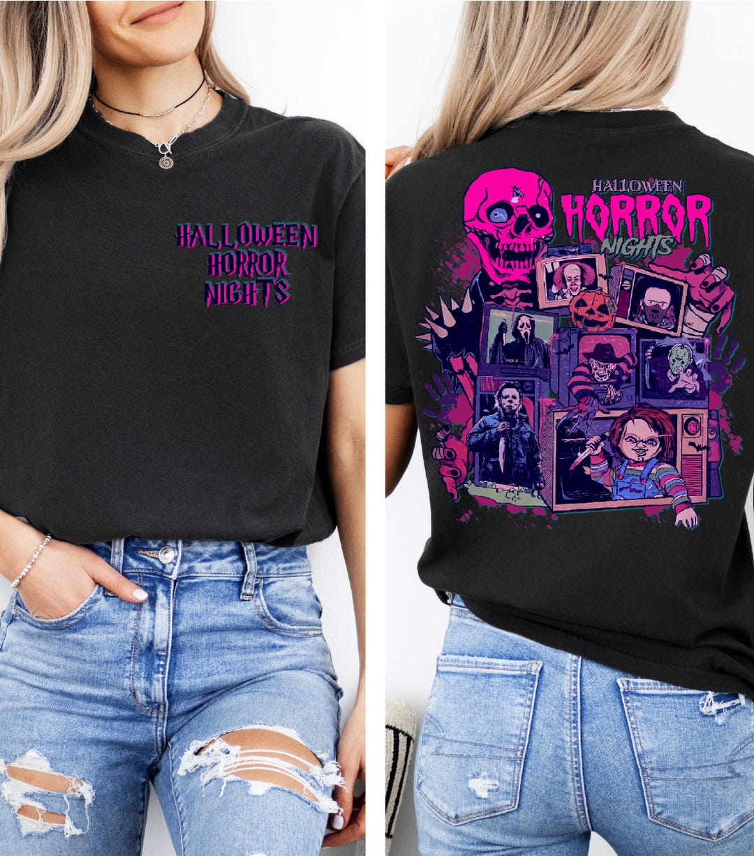 Vintage Halloween Horror Nights Shirt, Horror Characters Television ...