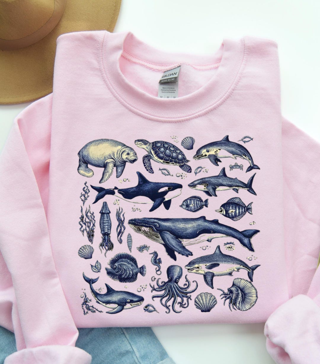 Retro Ocean Sweater, Vintage Sea Life Sweater,classic Marine Creatures ...